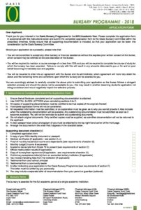 Oasis Bursary Application Form | Bursaries South Africa