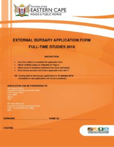 DRPW Bursary Application Form | Bursaries South Africa