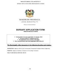 Makhuduthamaga Local Municipality Bursary Application Form | Bursaries South Africa
