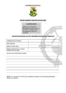 Blouberg Municipality Bursary Application Form | Bursaries South Africa
