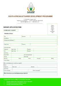 SAADP Bursary Application Form | Bursaries South Africa