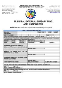West Coast District Municipality Bursary Application Form | Bursaries ...
