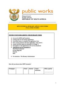 DPW Bursary Application Form | Bursaries South Africa