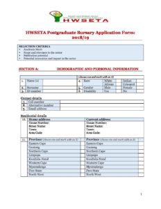 HWSETA Bursary Application Form | Bursaries South Africa
