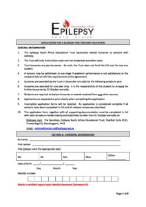 Epilepsy SA Educational Trust Bursary Application Form | Bursaries South Africa