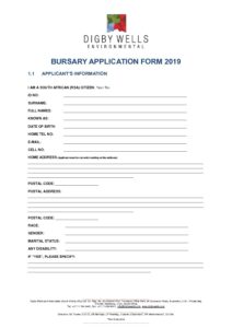 Digby Wells Bursary Application Form | Bursaries South Africa