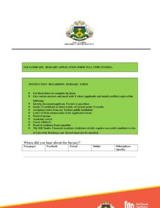 O.R. Tambo District Municipality Bursary Application Form | Bursaries ...