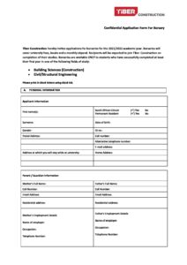 Tiber Construction Bursary Application Form 2022 | Bursaries South Africa