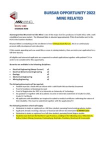 Assmang Khumani Mine Bursary Application 2022 | Bursaries South Africa