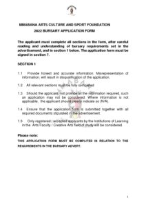 Mmabana Bursary Application Form 2022 | Bursaries South Africa