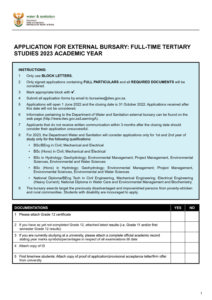 DWS Bursary Application Form 2023 | Bursaries South Africa