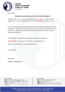 Legal Practitioners Fidelity Fund Bursary Application Form 2022 ...