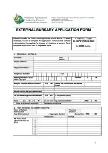 NAMC Bursary Application Form 2022_2023 (External) | Bursaries South Africa