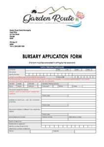 Garden Route District Municipality Bursary Application Form 2023 | Bursaries South Africa