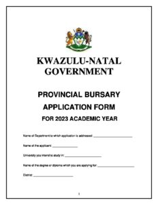 Kwazulu-Natal Government Bursary Application Form 2023 | Bursaries ...