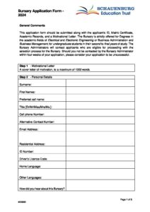 Schauenburg Bursary Application Form 2024 | Bursaries South Africa