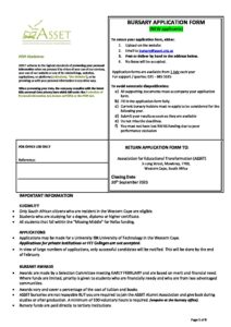 Asset Bursary Application Form 2024 (New Applicants) | Bursaries South Africa