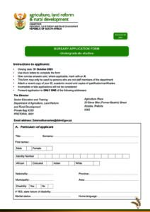 DALRRD Bursary Application Form 2024 (Undergraduate) | Bursaries South ...