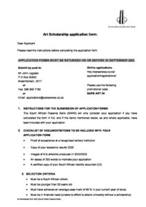 SARB Art Scholarship Application Form 2024 | Bursaries South Africa
