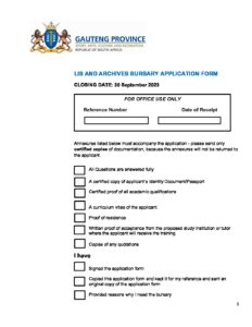 Gauteng DSACR Bursary Application Form 2024 | Bursaries South Africa