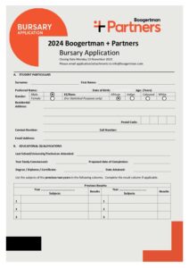 Boogertman + Partners Bursary Application Form 2024 | Bursaries South ...