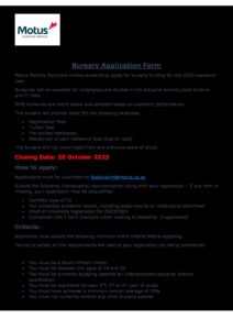 Motus Mobility Solutions Bursary Application Form 2024 | Bursaries ...