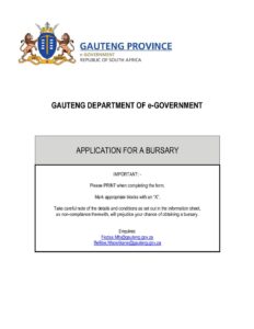 Gauteng Department of e-Government Bursary Application Form 2024 | Bursaries South Africa