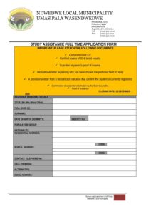 Ndwedwe Local Municipality Bursary Application Form 2024 | Bursaries ...