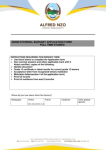 Alfred Nzo District Municipality Bursary Application Form 2024 ...