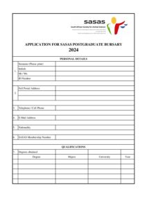 SASAS Bursary Application Form 2024 | Bursaries South Africa