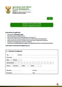 DALRRD Bursary Application Form 2025 (Postgraduate) | Bursaries South ...