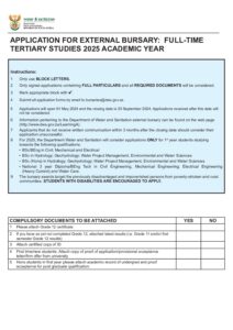 Department of Water and Sanitation Bursary Application Form 2025 ...