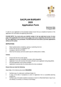 SACPLAN Bursary Application Form 2025 | Bursaries South Africa