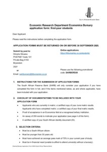 SARB Economics Bursary Application Form 2026 | Bursaries South Africa