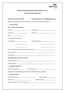 Bakwena Bursary Application Form 2026 | Bursaries South Africa