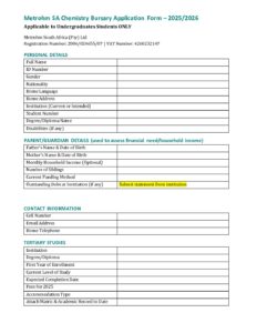 Metrohm SA Bursary Application Form 2026 | Bursaries South Africa